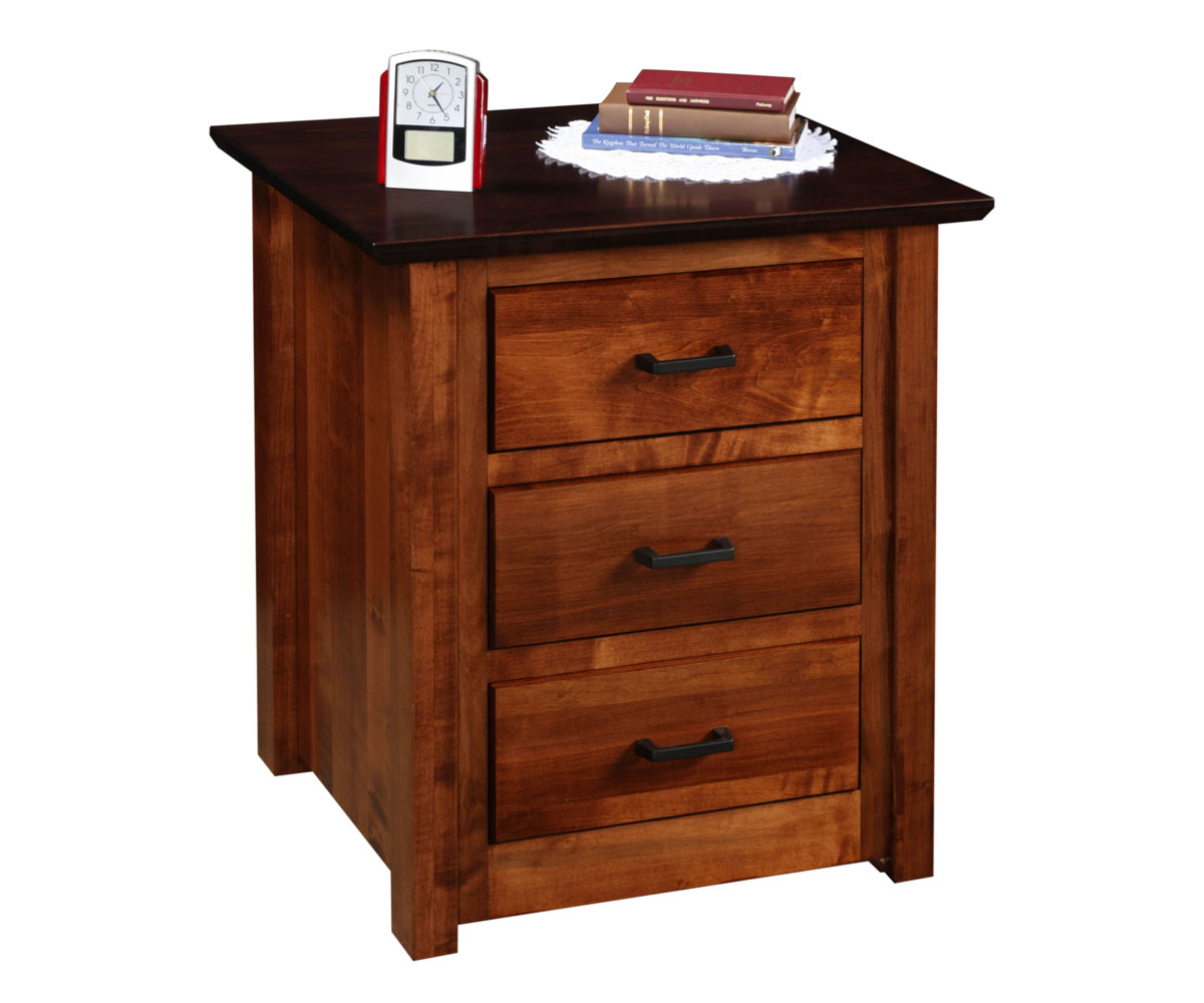 Harmony 3 Drawer Night Stand | Amish Oak & Cherry | Hickory, NC