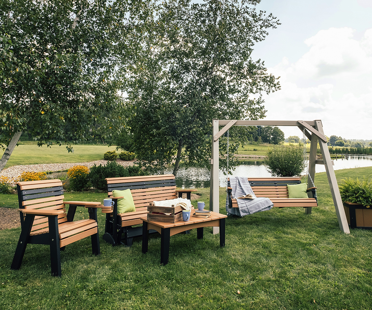 4' Plain Glider | Amish Oak & Cherry | Hickory, NC