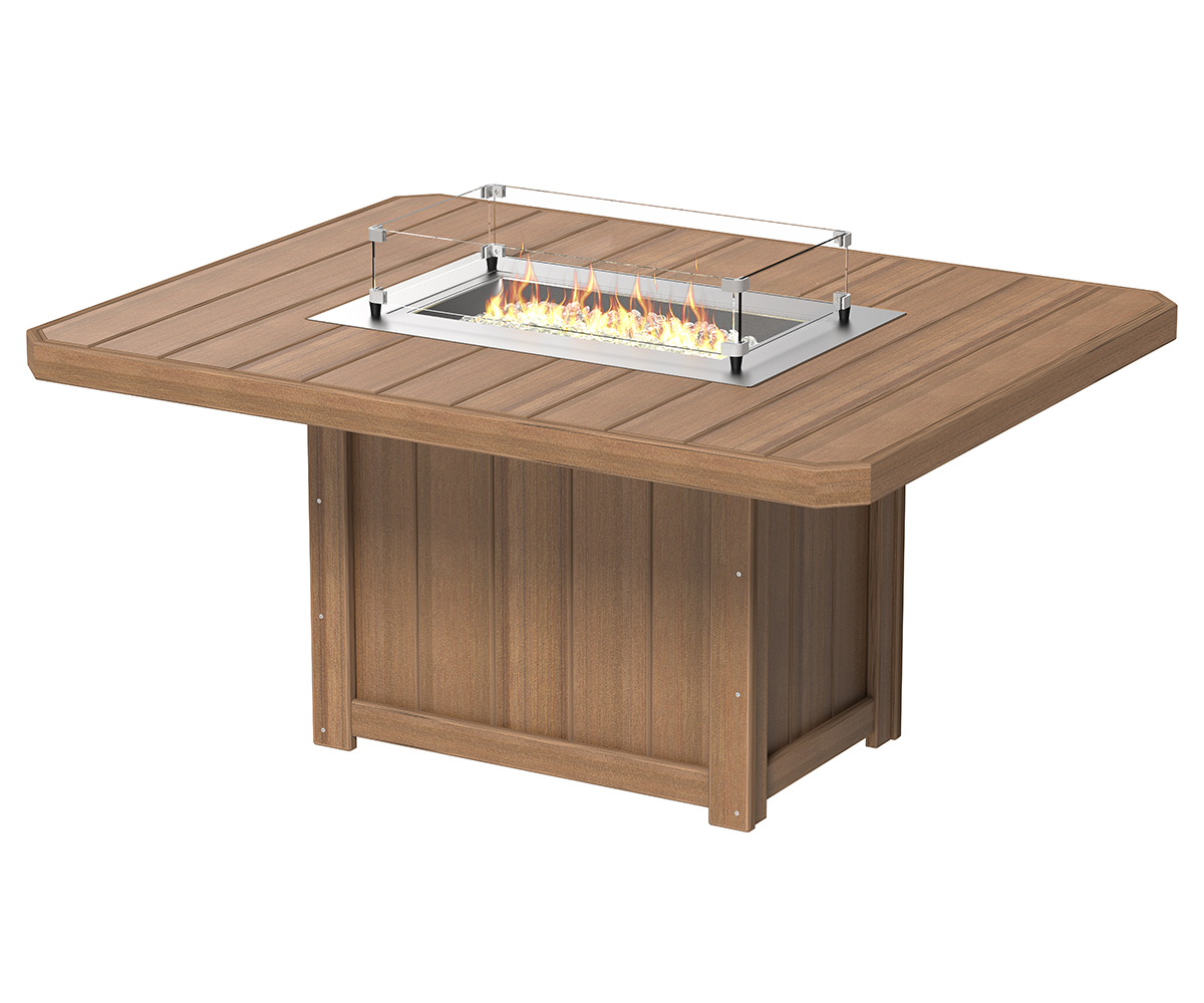 Lumin Fire Pit Table 62" Rectangular - Dining Height | Amish Oak ...