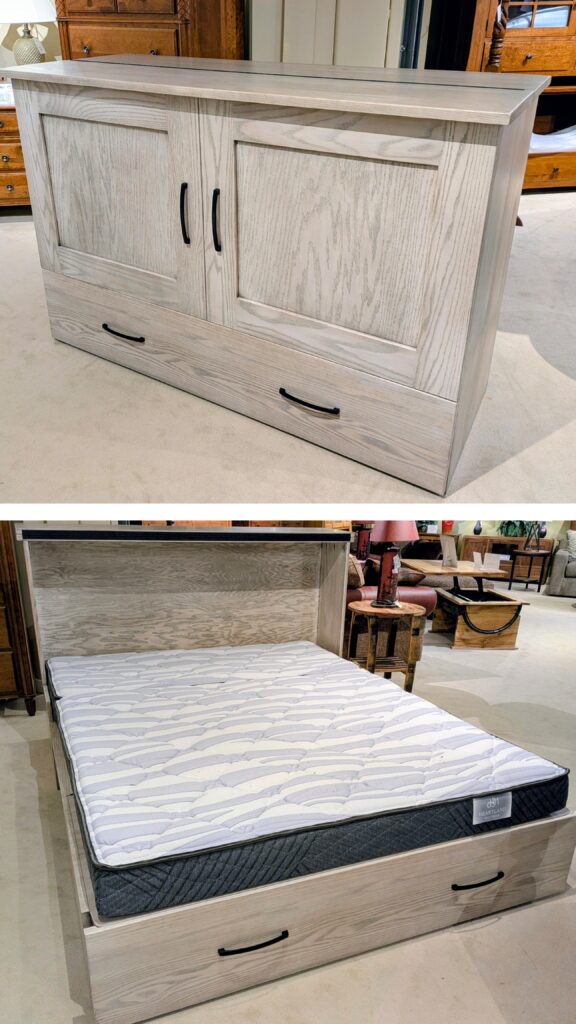 Queen Mobile Murphy Bed | Amish Oak & Cherry | Hickory, NC