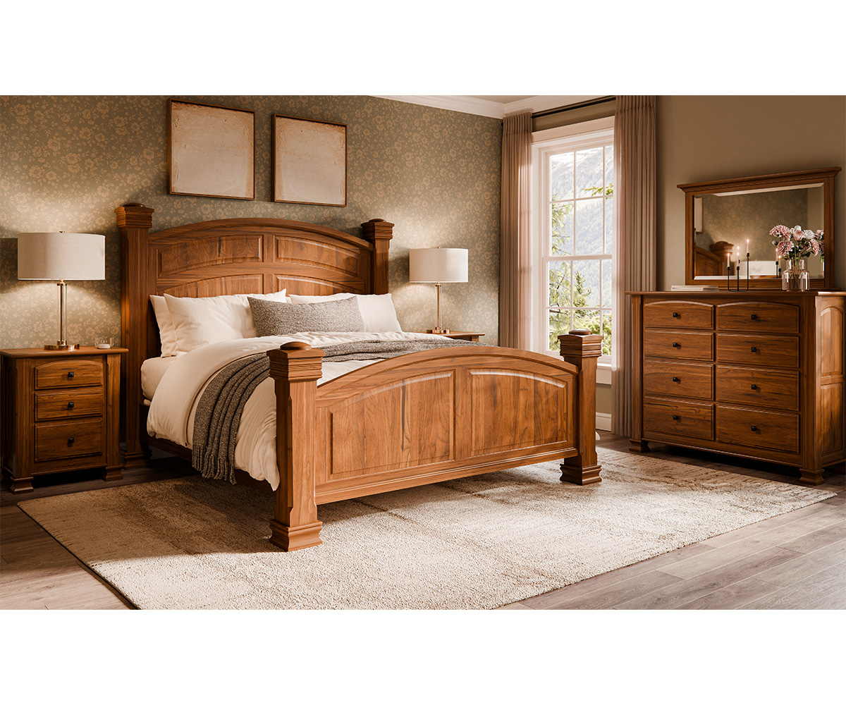 Charleston Bed | Amish Oak & Cherry | Hickory, NC